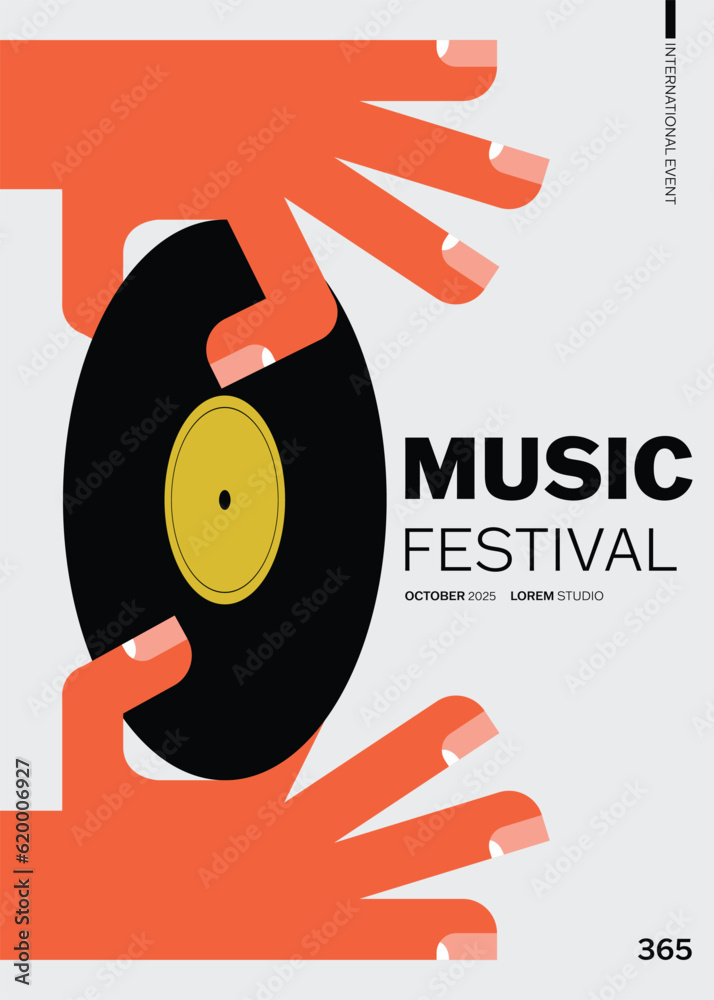 Music poster design template background with vinyl record Stock Vector ...