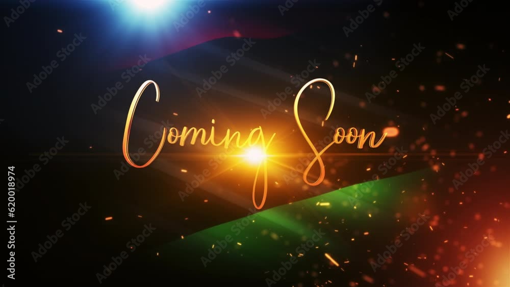 Coming Soon golden text word cinematic title with Pan african flag ...