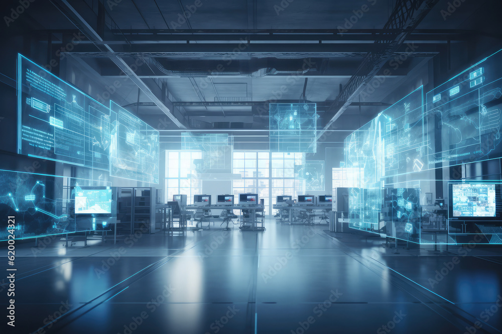 Industrial IoT smart factory concept, featuring a factory building ...