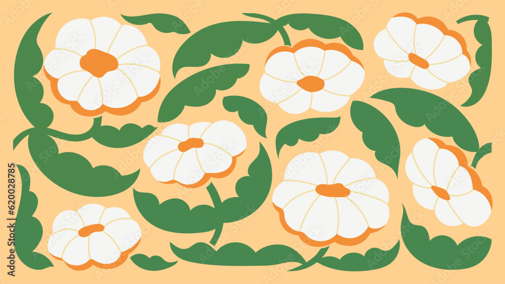 Abstract botanical art background vector. Natural hand drawn pattern ...