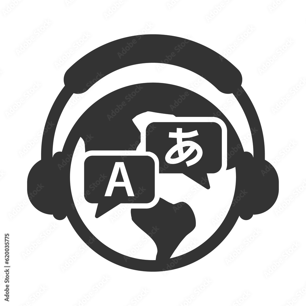 Vector illustration of world language admin icon in dark color and ...