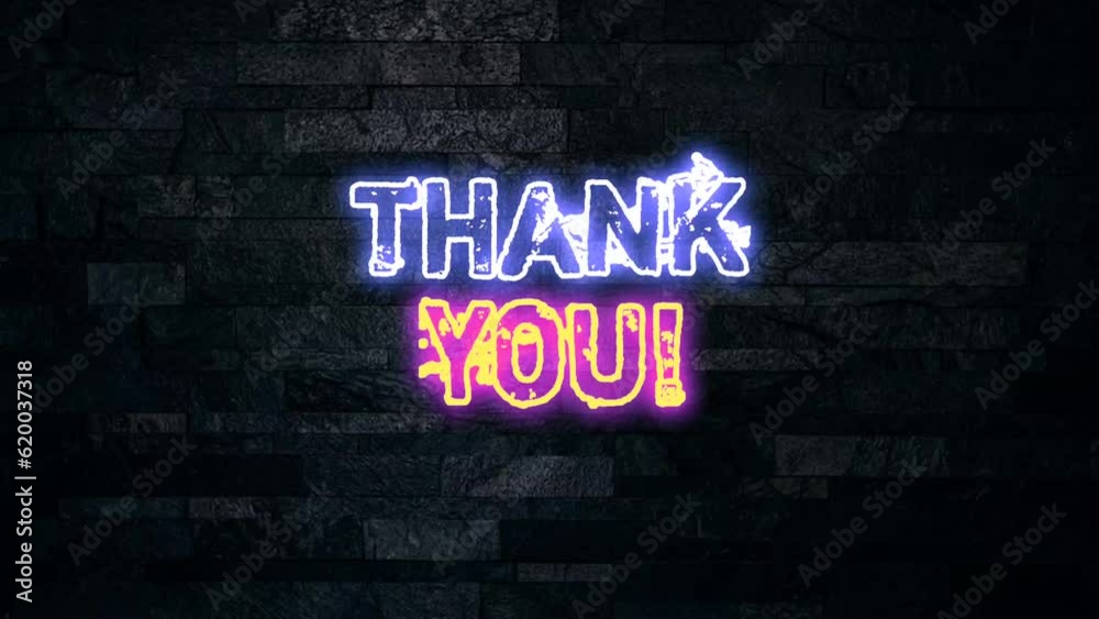 Thank you message with neon light effect/ 4k animation of a thank you ...