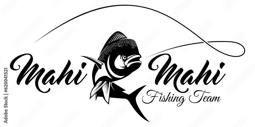 fishing logo Mahi mahi fish isolated background. modern vintage rustic ...