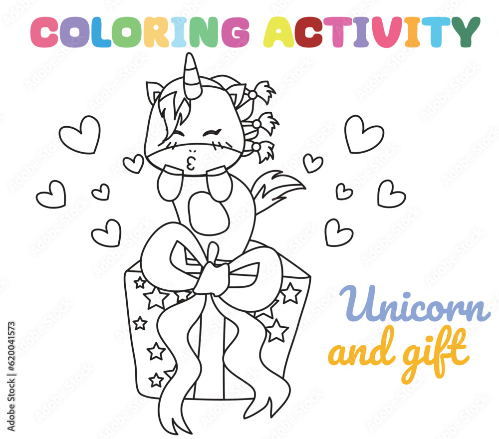 Coloring unicorn worksheet page. Let's colouring the cute unicorn and ...
