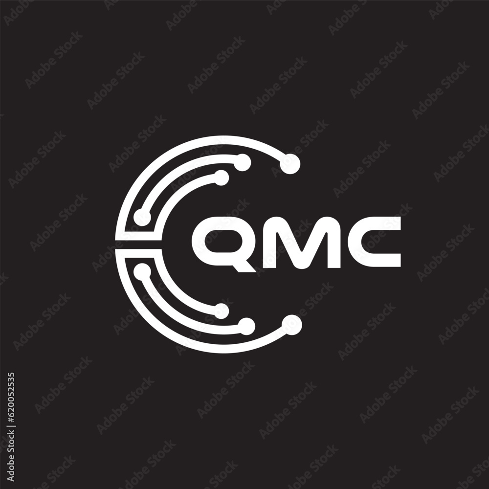 QMC letter technology logo design on black background. QMC creative ...