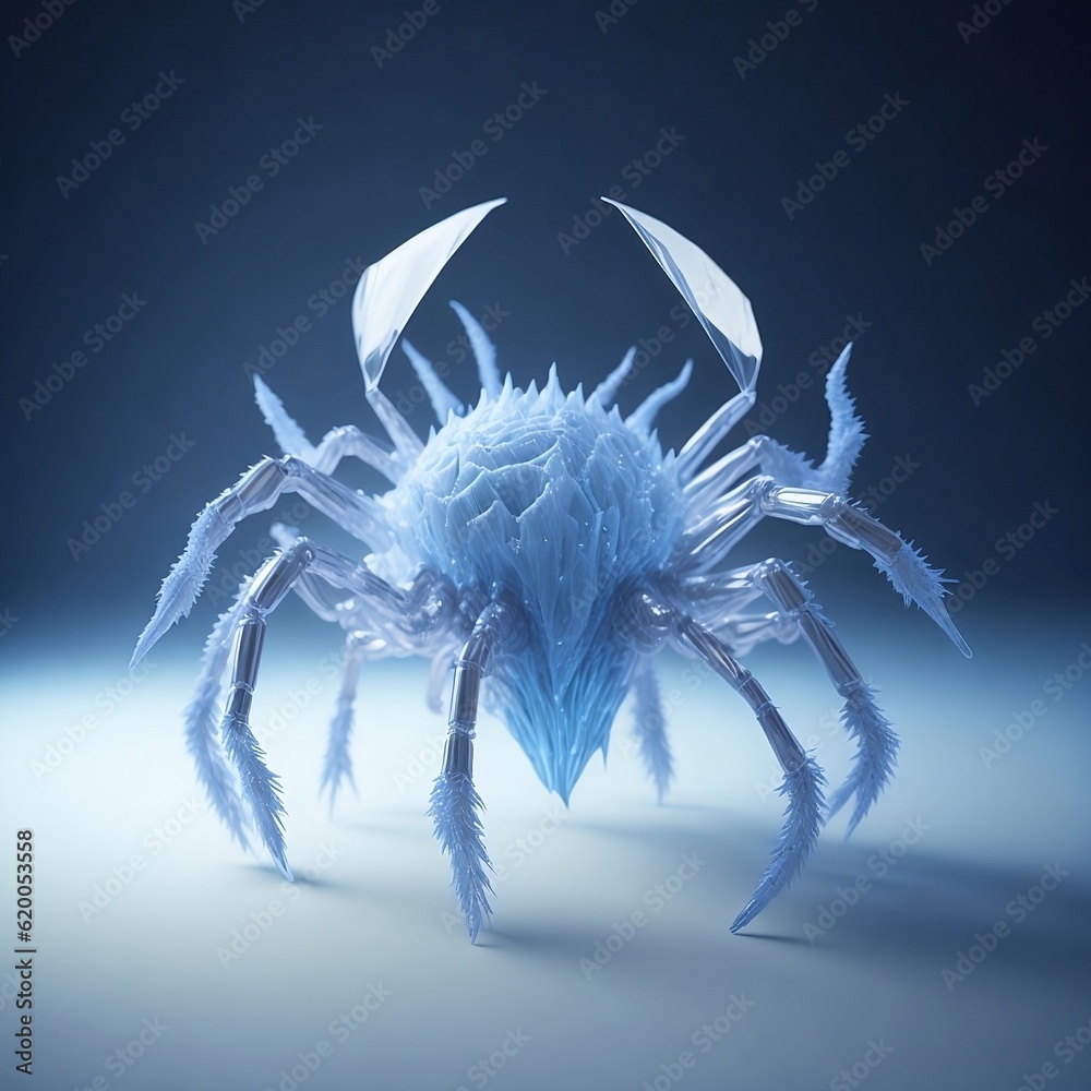 Captivating Ice Spider A Mesmerising 3d Render With A Cloud Shaped Body Delicate Details