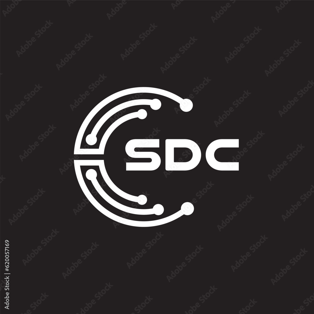 SDC letter technology logo design on black background. SDC creative ...