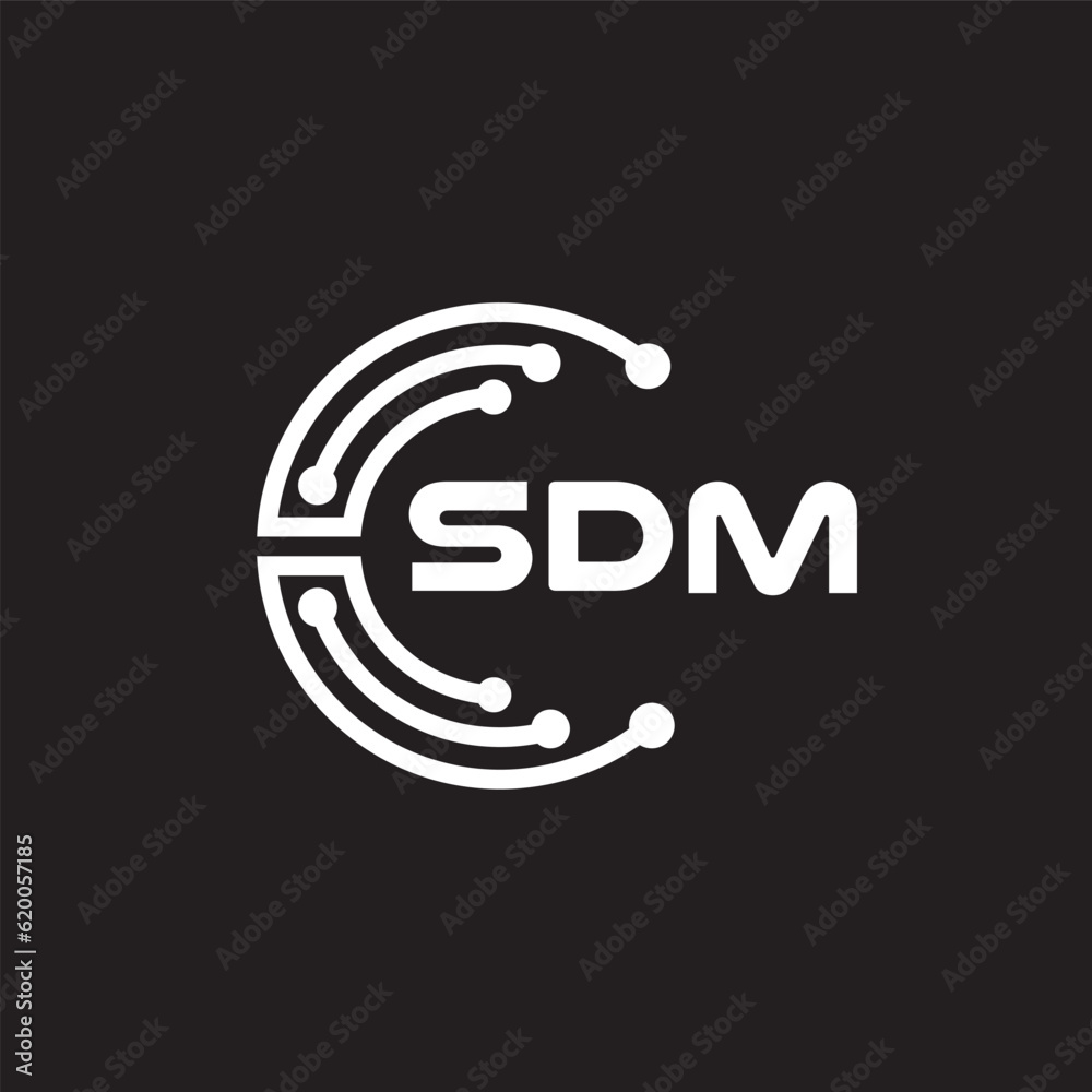SDM letter technology logo design on black background. SDM creative ...
