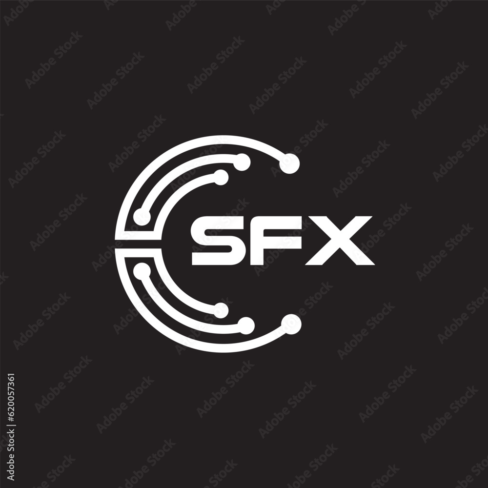 SFX letter technology logo design on black background. SFX creative ...