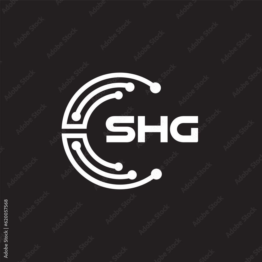Shg letter technology logo design on black background. Shg creative ...
