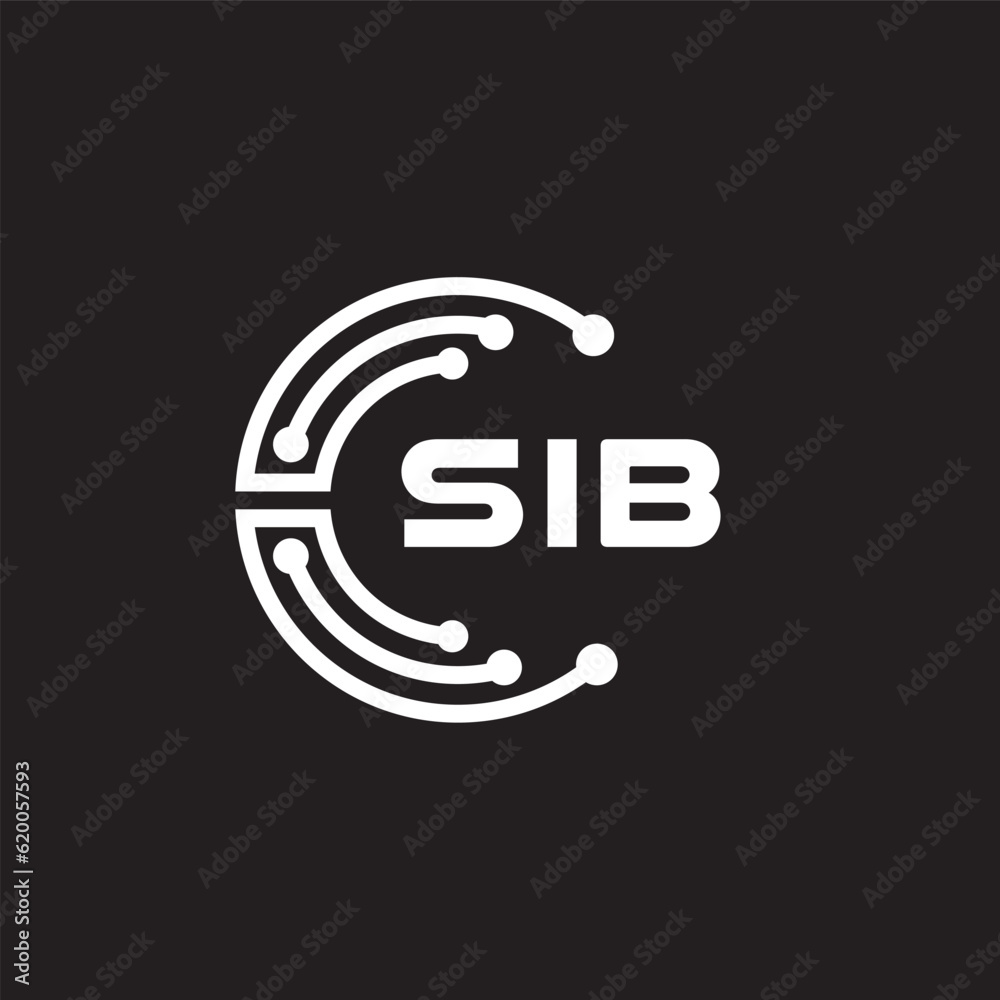 SIB letter technology logo design on black background. SIB creative ...