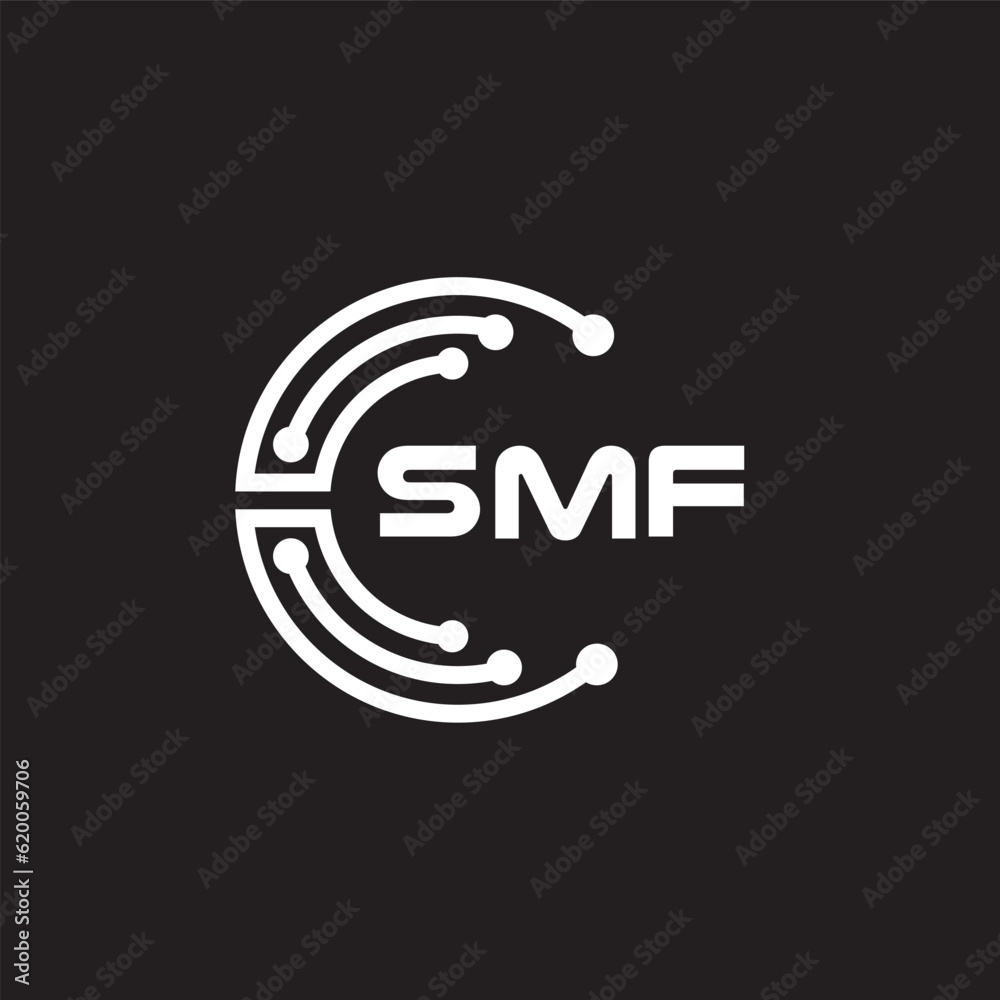 SMF letter technology logo design on black background. SMF creative initials letter IT logo ...