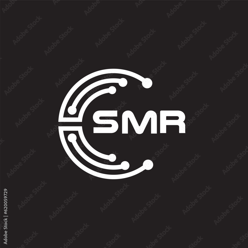 SMR letter technology logo design on black background. SMR creative ...