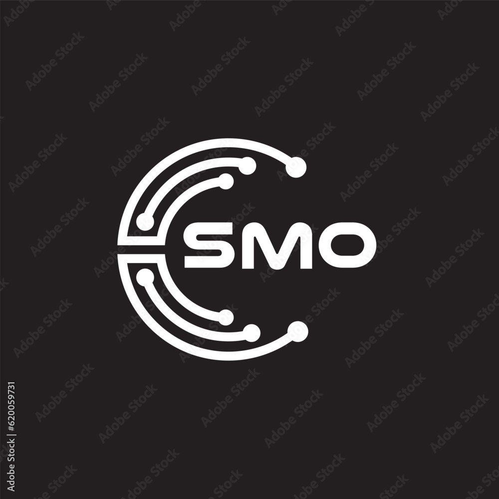 SMO letter technology logo design on black background. SMO creative ...