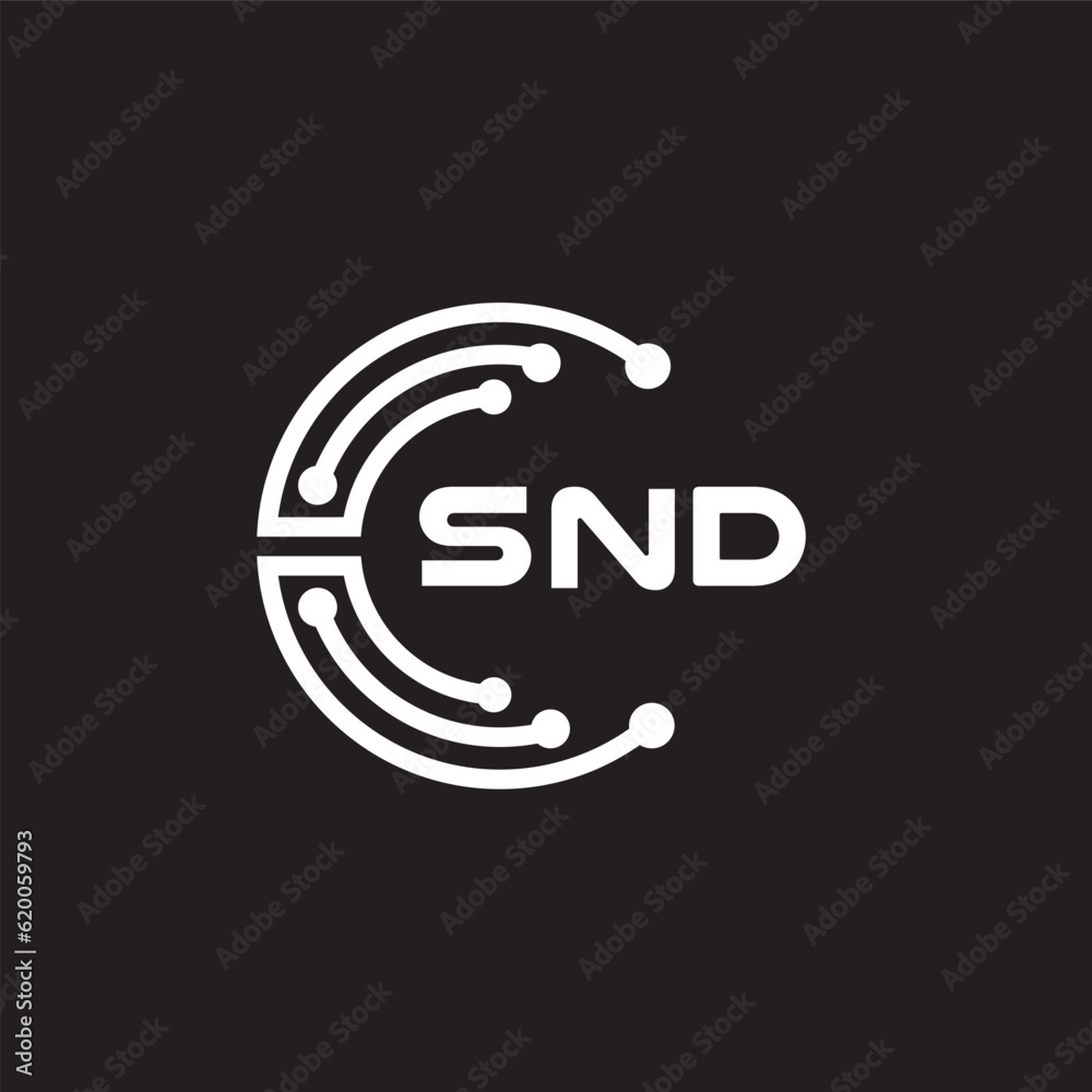 SND letter technology logo design on black background. SND creative ...
