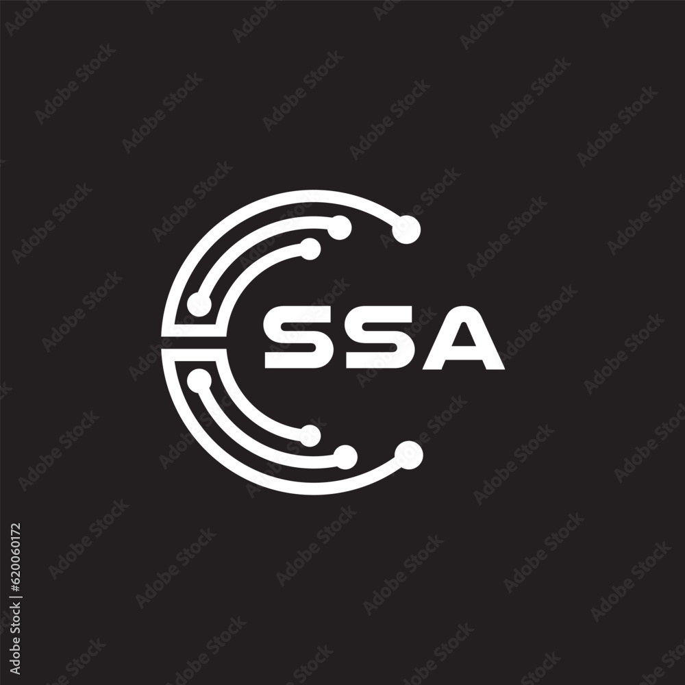 SSA letter technology logo design on black background. SSA creative ...