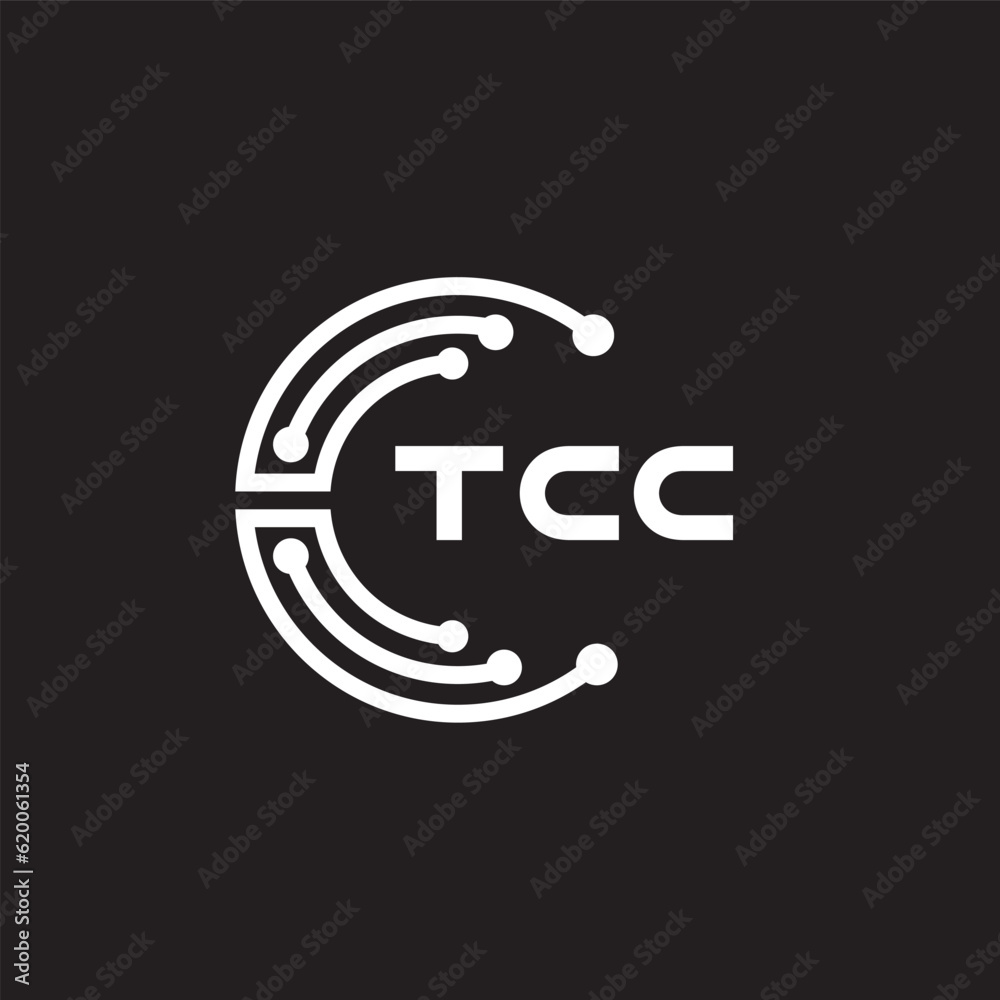 TCC letter technology logo design on black background. TCC creative initials letter IT logo ...