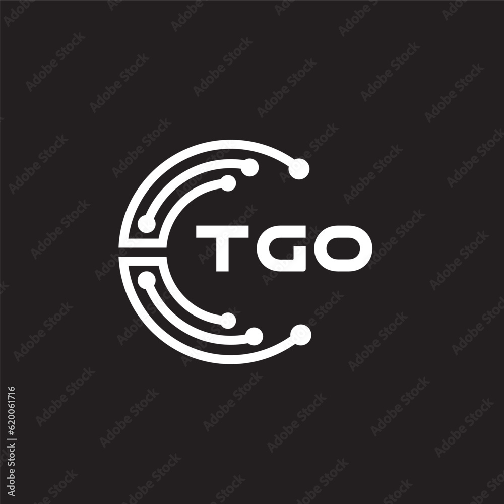 Vecteur Stock TGO letter technology logo design on black background ...