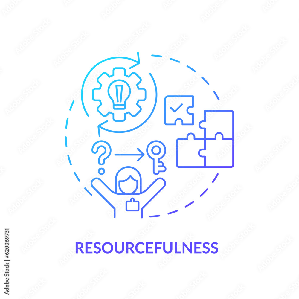Resourcefulness blue gradient concept icon. Limited resources. Creative ...