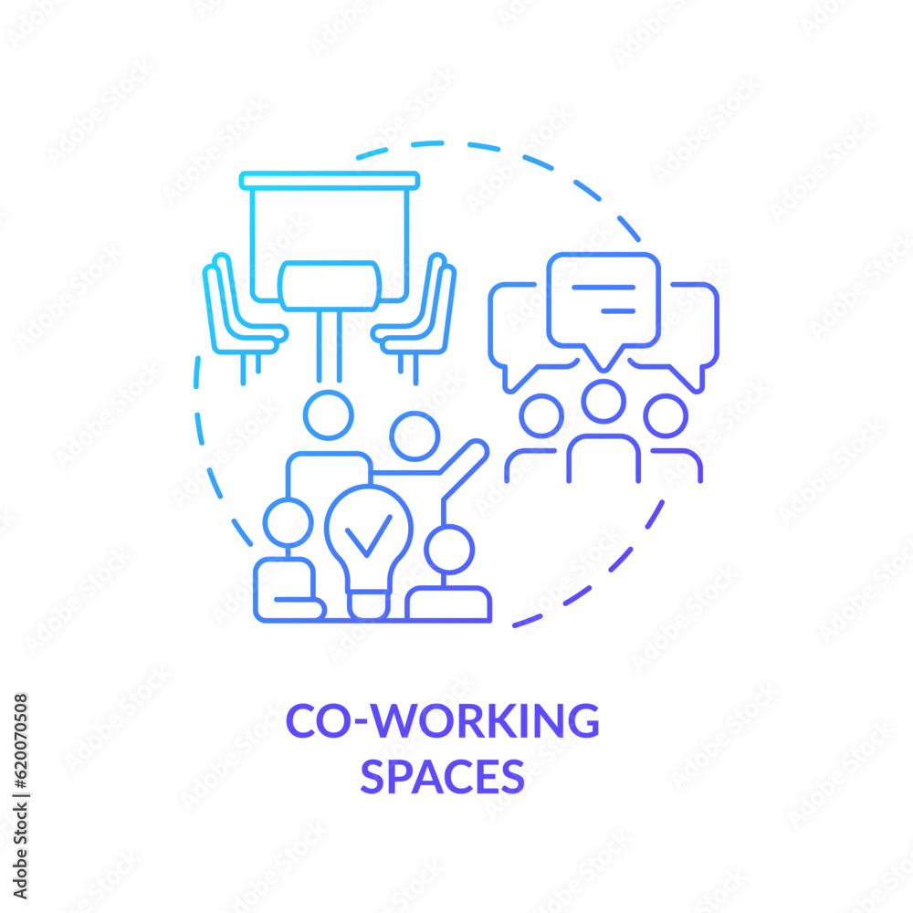 Co working space blue gradient concept icon. Startup culture ...