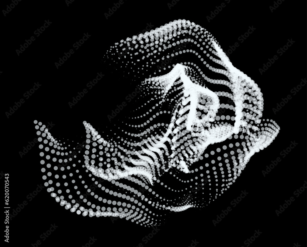 3d dynamic node of big data dots science. Wave infinity sinusoid line ...