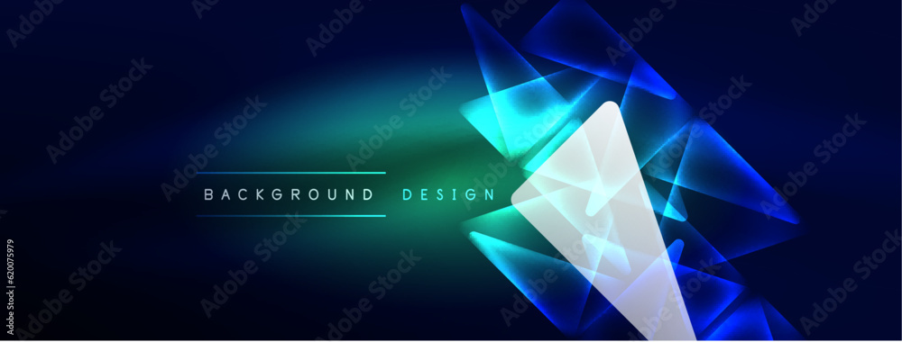 Neon lights hacking geometric background, virtual reality or artificial ...