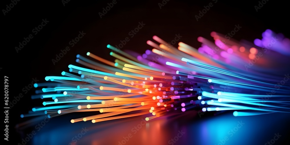 Bundle of fiber optic cables. Optical fiber cable Colorful illustration ...