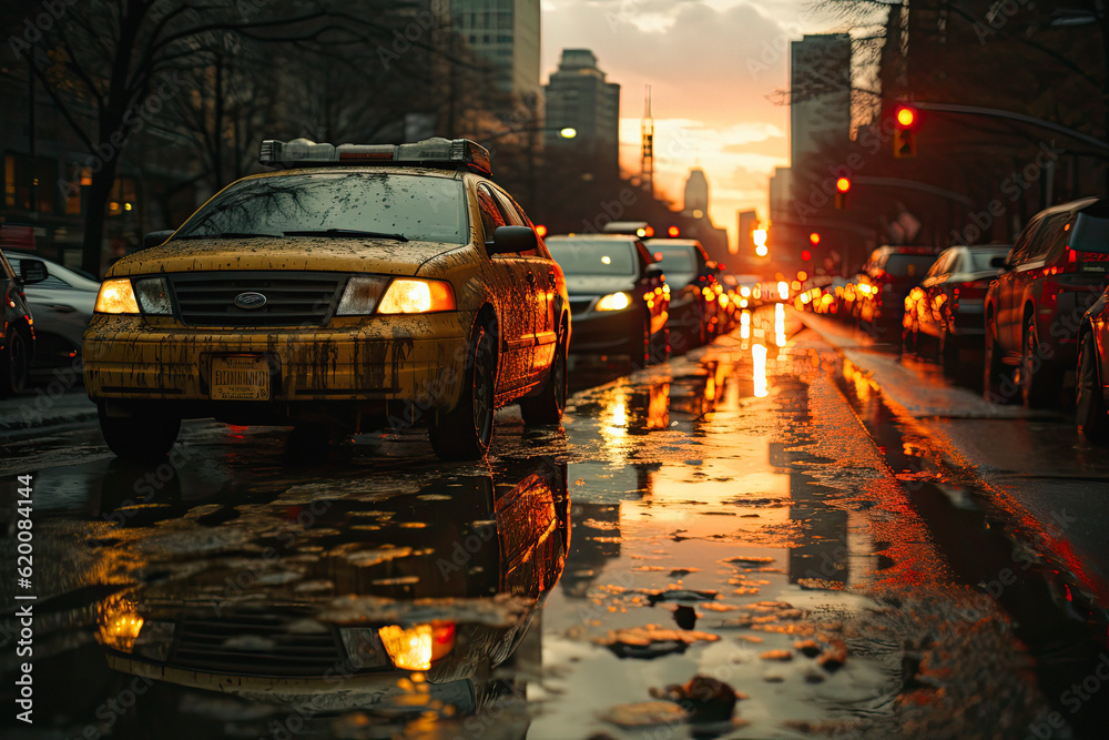 Scenes from the life of a big city. streets in the rain. ai generative ...