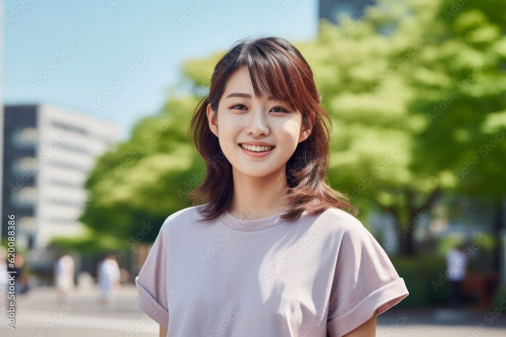 Asian beautiful female student portrait in campus. AI Generative Stock ...