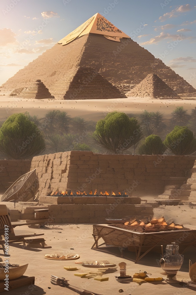 Ancient Egyptian kitchen and food preparation by the Pyramids ...