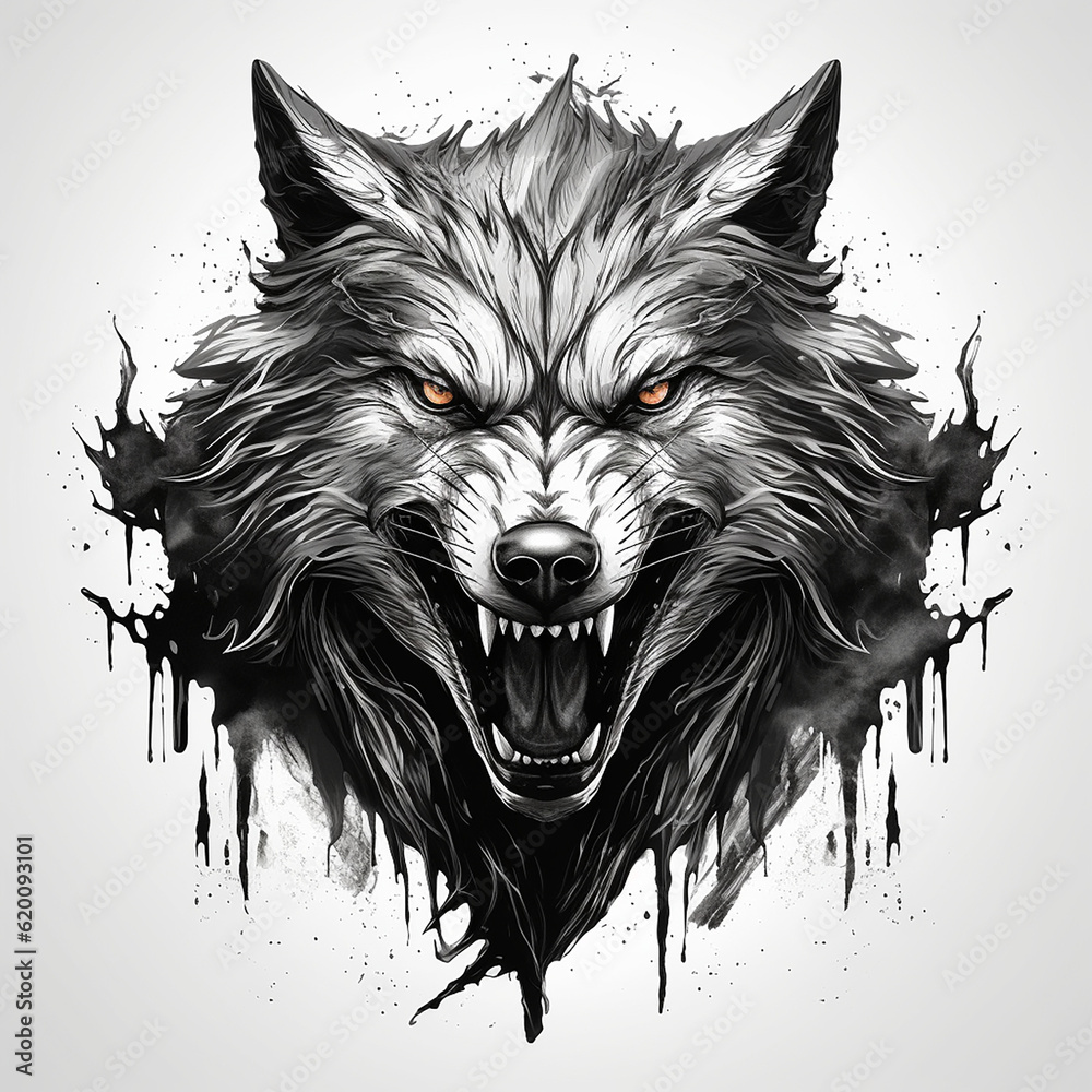 Direwolf tattoo style mascot logo emblem. Generative AI illustration ...