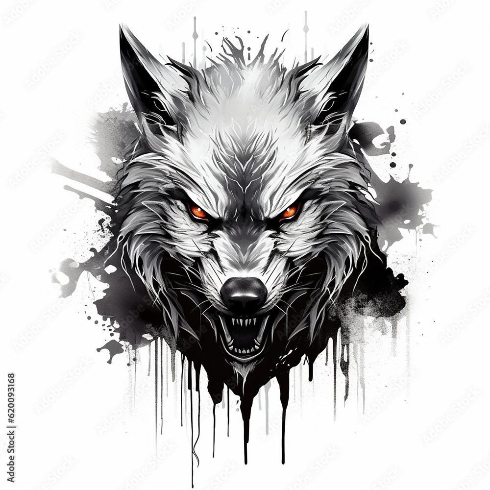 Direwolf tattoo style mascot logo emblem. Generative AI illustration ...