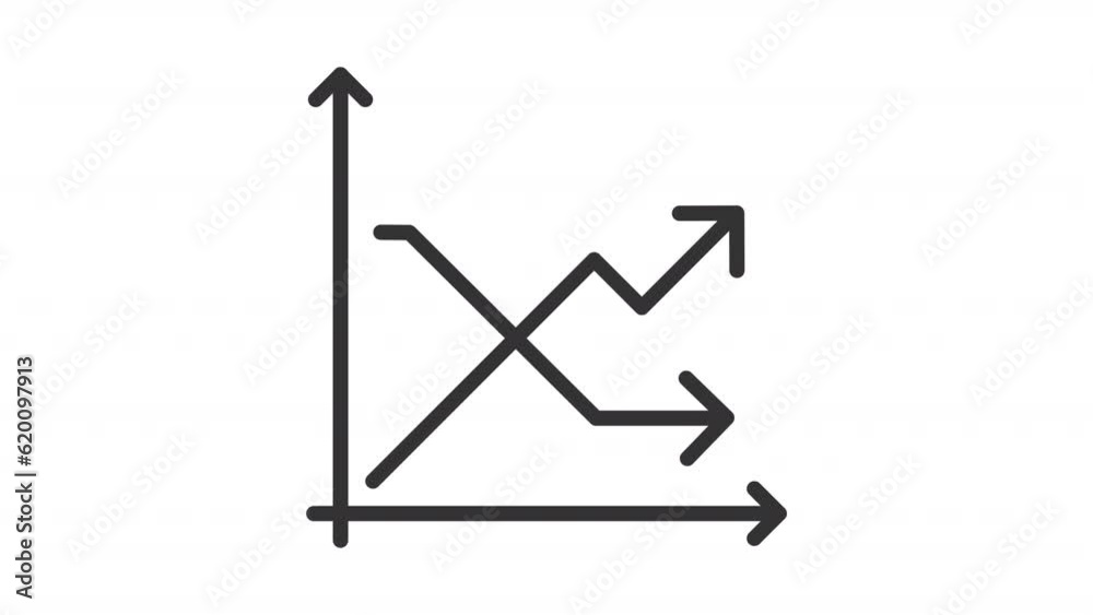 Financial analysis icons animation. Animated line growth and decrease ...
