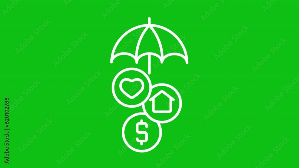 Insurance white icon animation. Animated line insurance service symbols ...