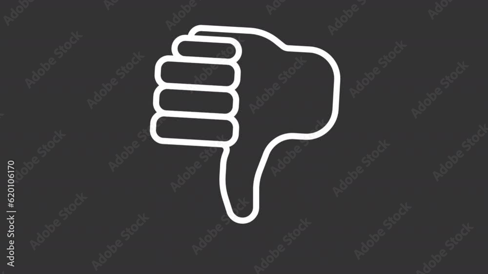 Animated dislike white line icon. Thumb down animation. Negative ...