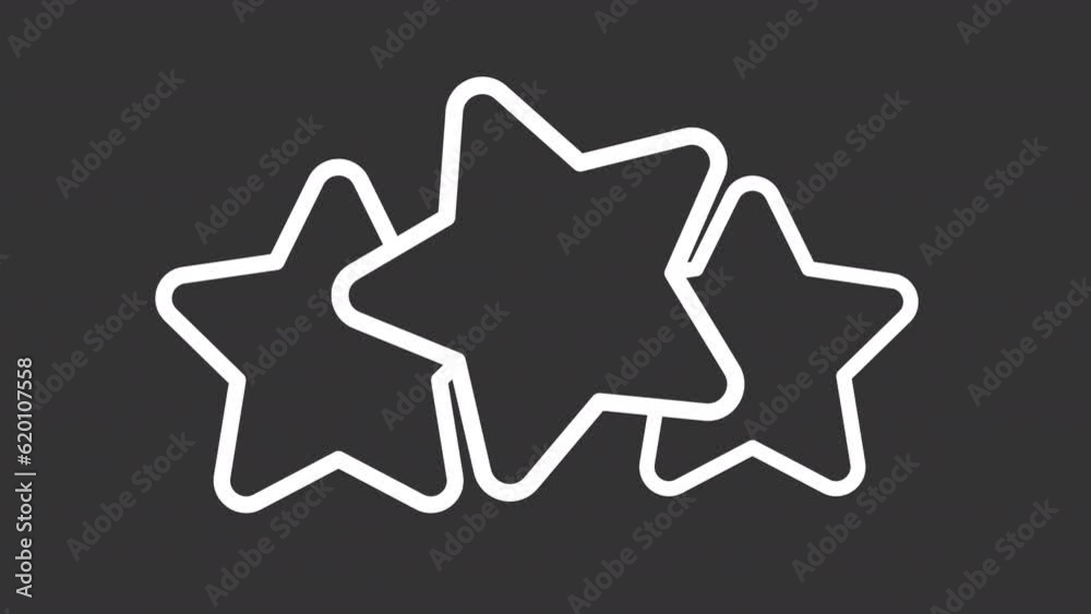 Animated three stars white line icon. Rating system animation. Reward ...