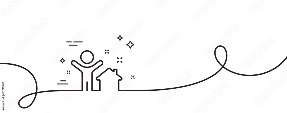 New house line icon. Continuous one line with curl. Home building sign ...