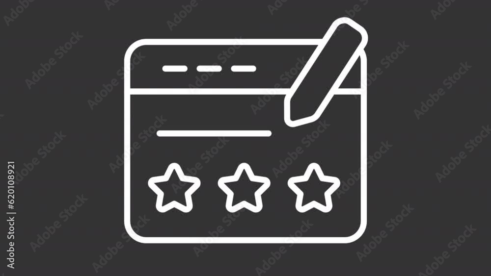 Testimonials white icons animation. Animated line user feedback ...