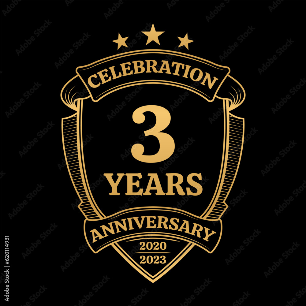 3 year anniversary icon or logo. 3rd jubilee celebration, business ...
