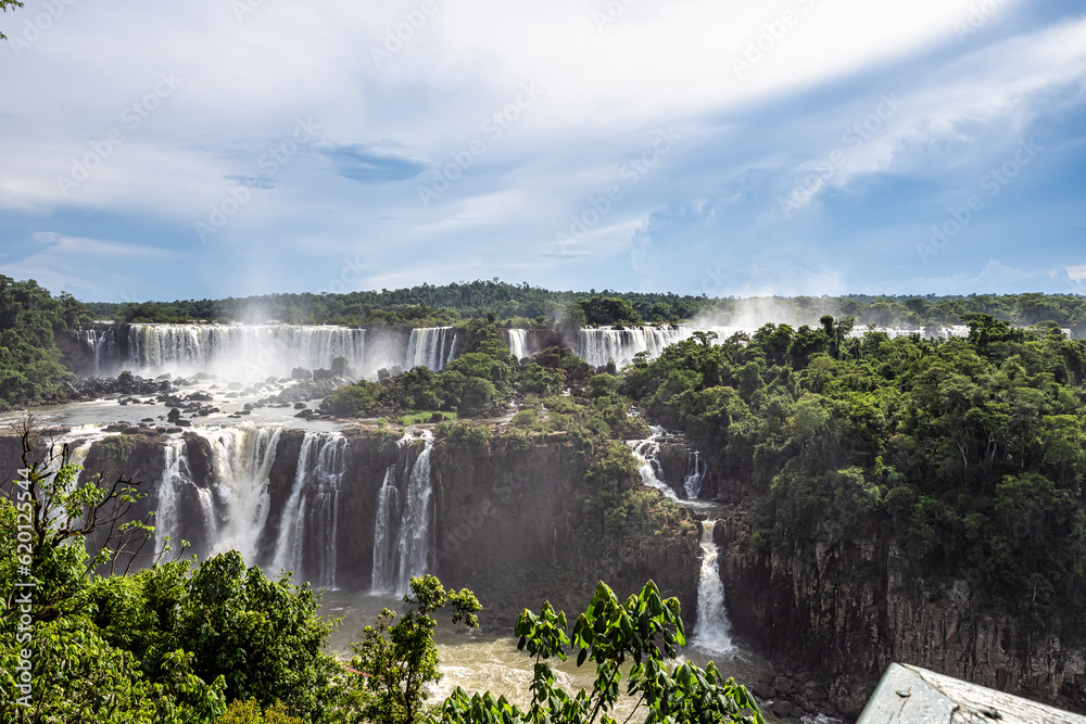 Iguazu Falls, the largest series of waterfalls of the world, located at ...