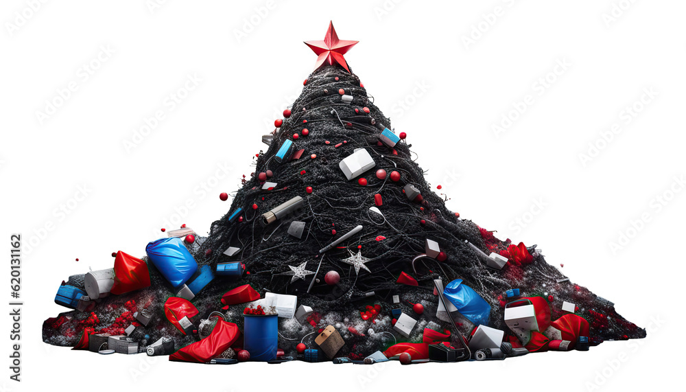 Christmas tree made from garbage concept of overconsumerism and ...