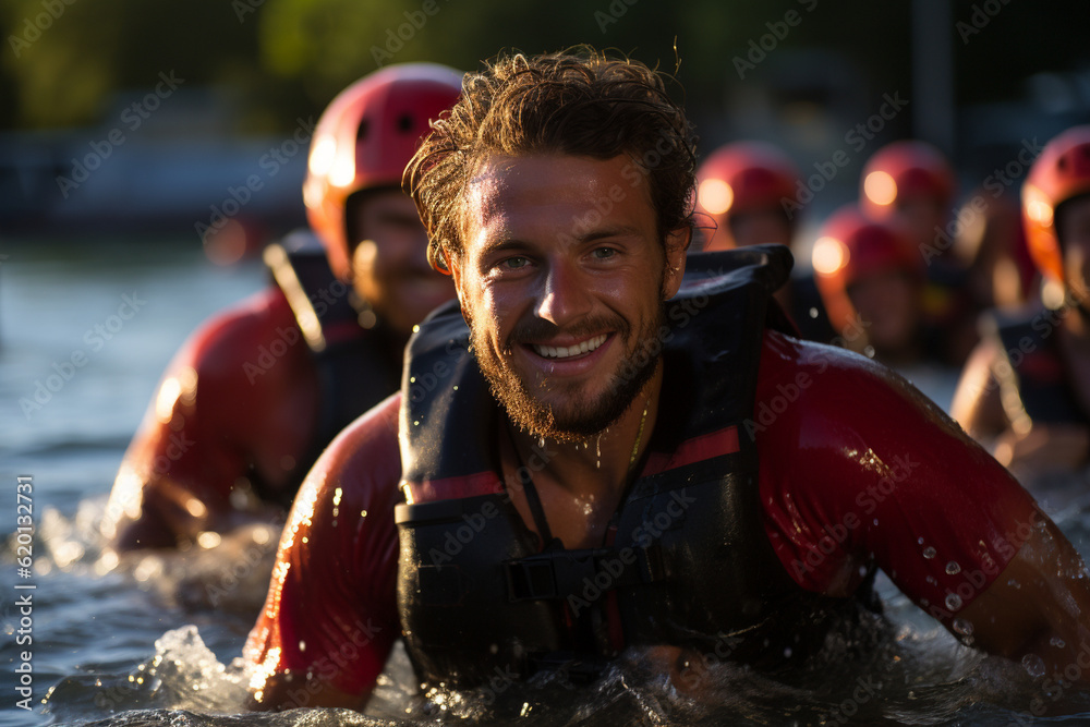 Lifeguards saving a swimmer in distress, Rescue Service 911 Generative ...