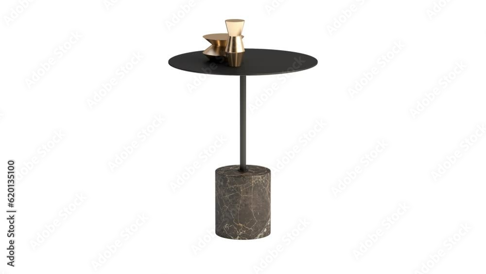 Circular animation of modern style end table with a gray marble base ...