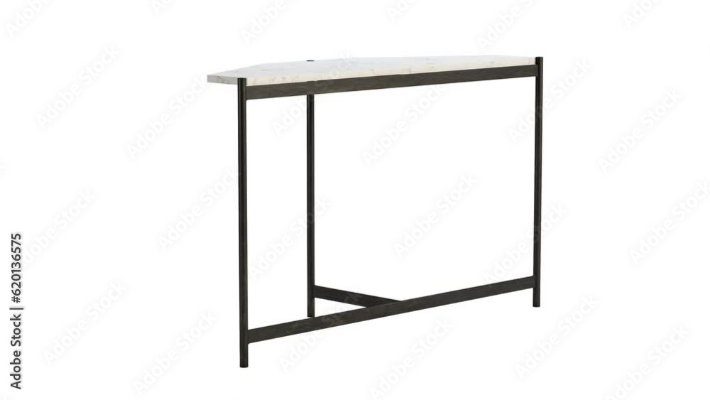 Circular animation of modern console table with wrought iron base and ...