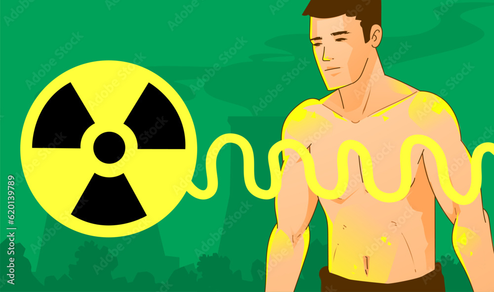 Invisible risks of radiation. Healthcare illustration, medical ...