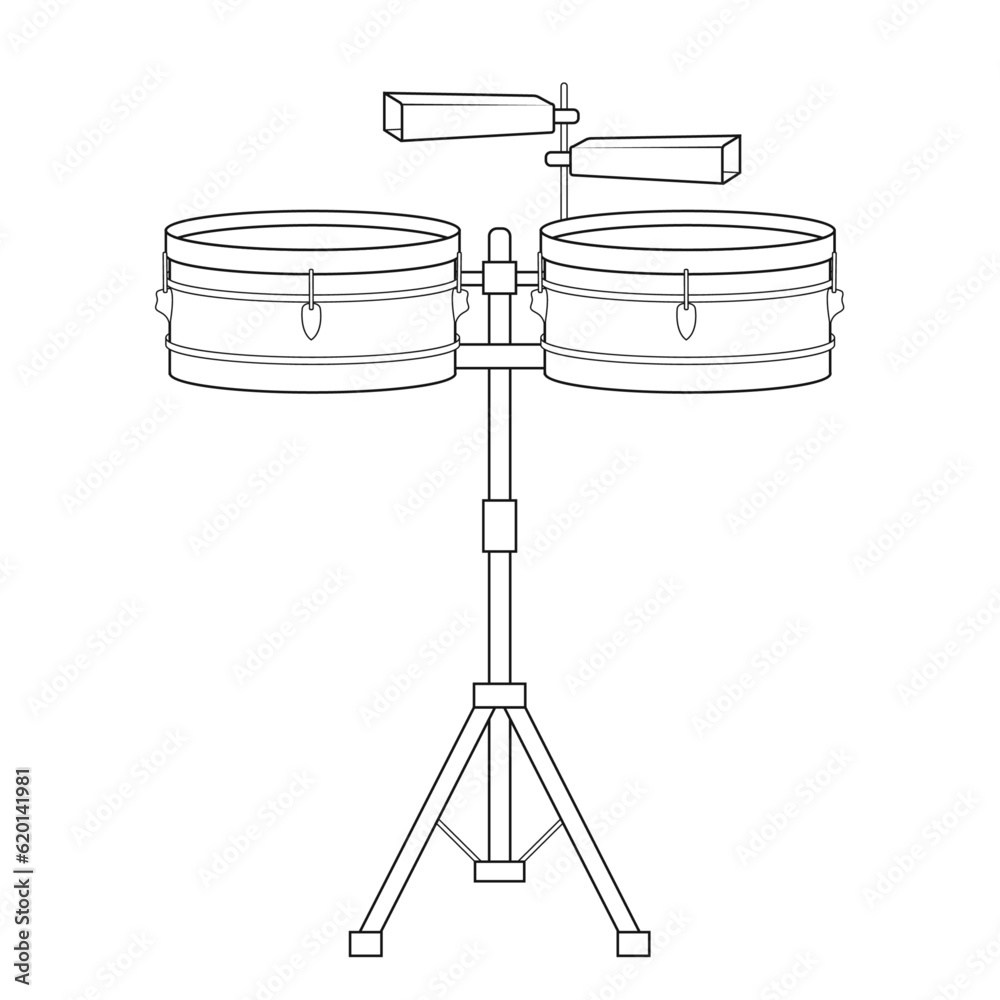Poster Easy coloring cartoon vector illustration of timbales isolated ...