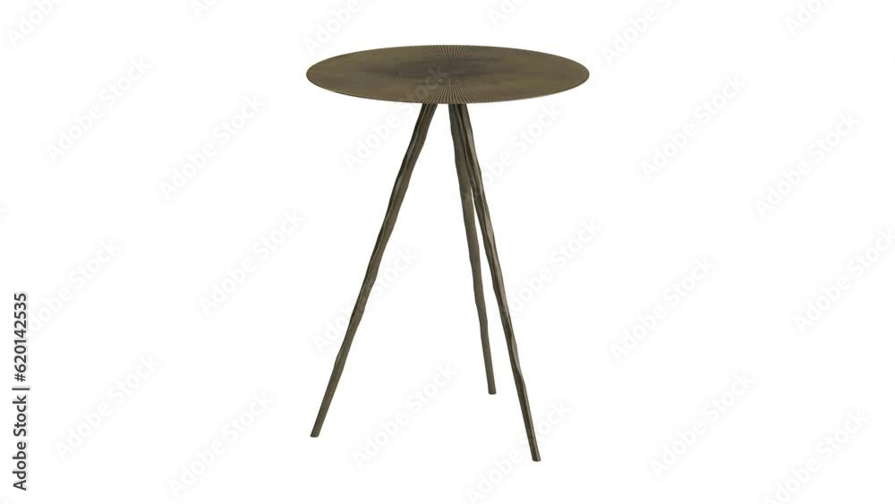 Circular animation of minimalist style slim end table with three-legged ...