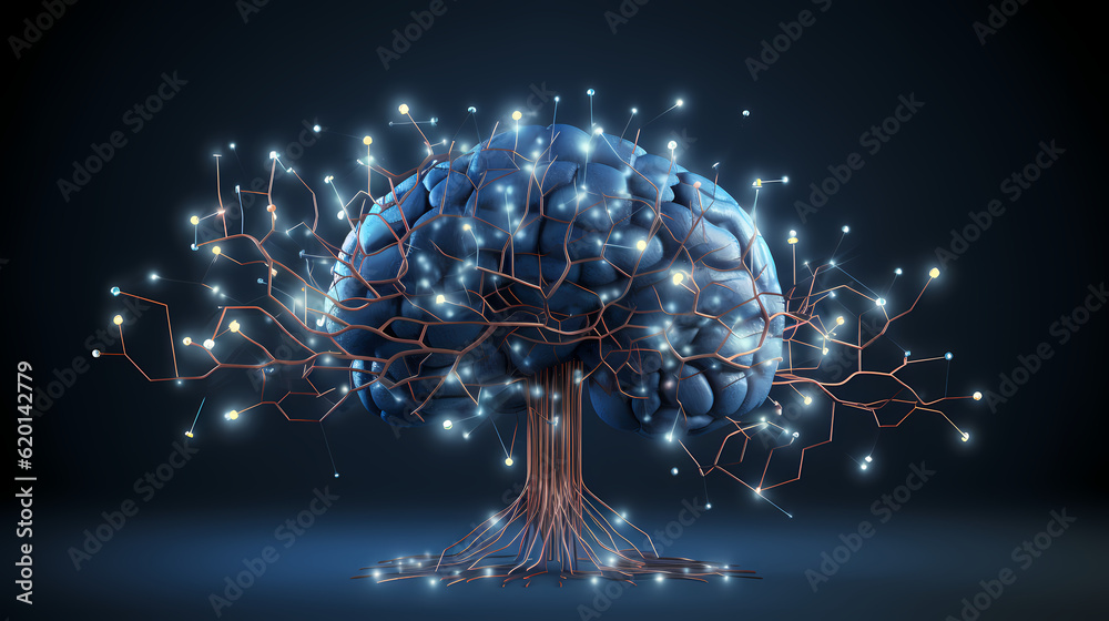 Human brain showing Intelligent thinking processing through the concept ...