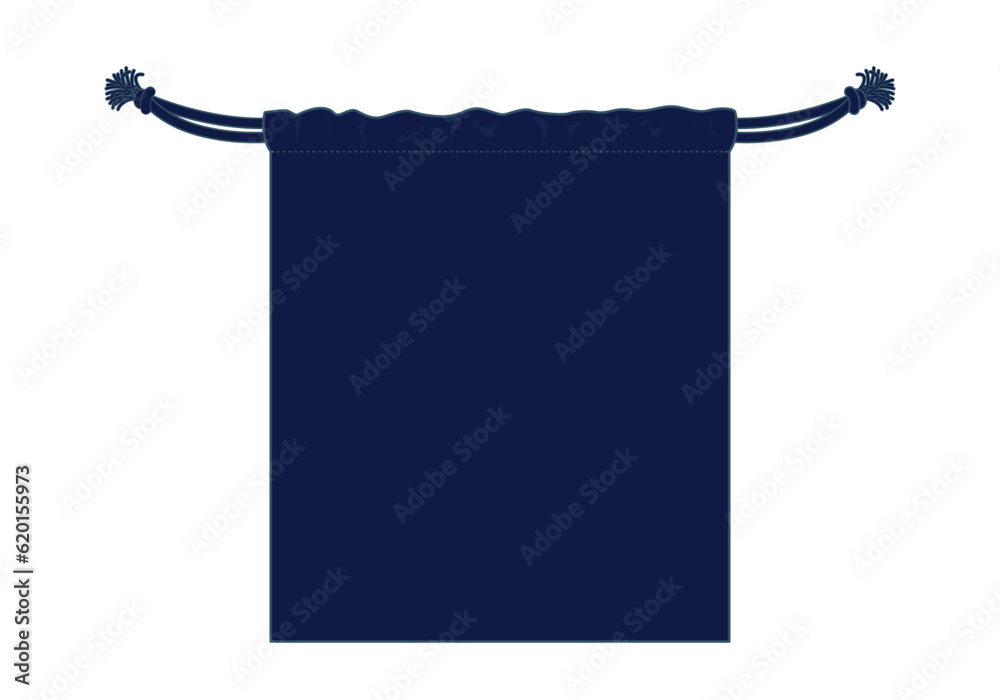 Blank Navy Blue Drawstring Bag Template On White Background, Vector ...