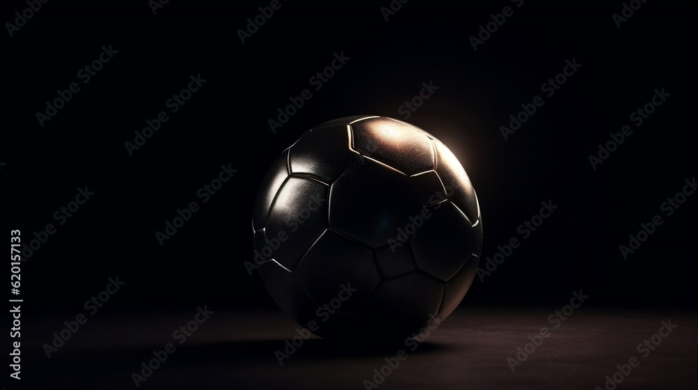 Football or Soccer with spotlight and fade-out shadow in the dark ...